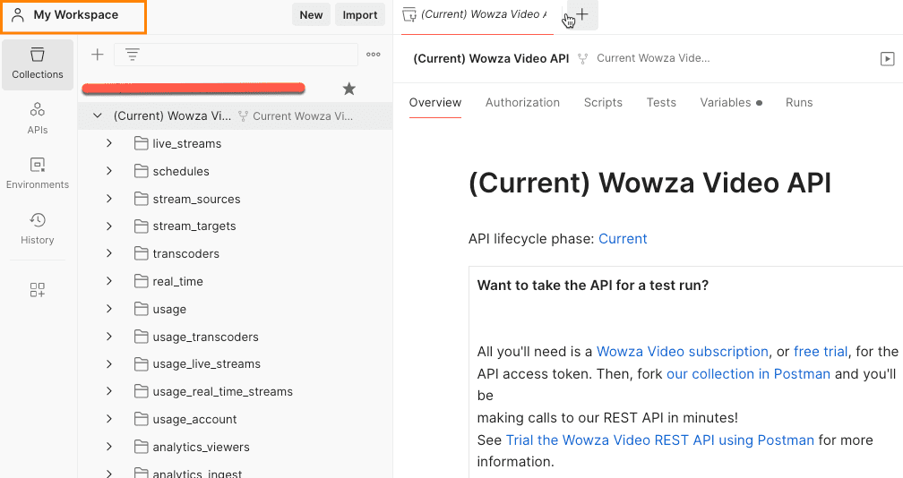 Trial the Wowza Video REST API