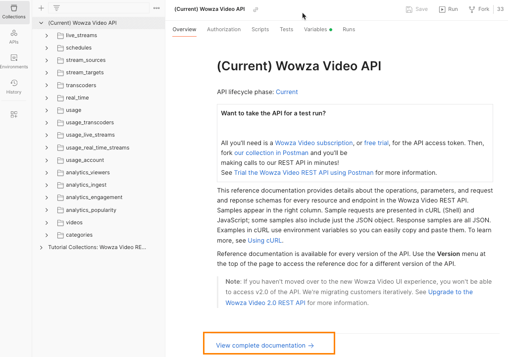Trial the Wowza Video REST API