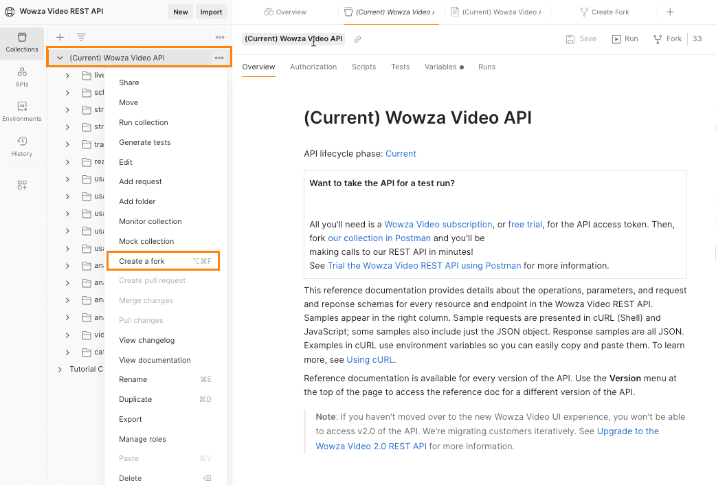 Trial the Wowza Video REST API